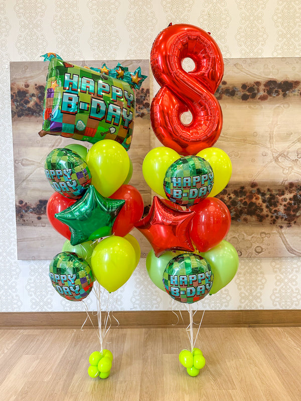 Minecraft Balloon Set with Number | Gamer Balloons Toronto – My Blush Peony